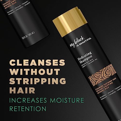 My Black is Beautiful Hydrating Shampoo, Sulfate Free, for Curly and Coily Hair with Coconut Oil, Honey and Turmeric, 9.6 Fl Oz