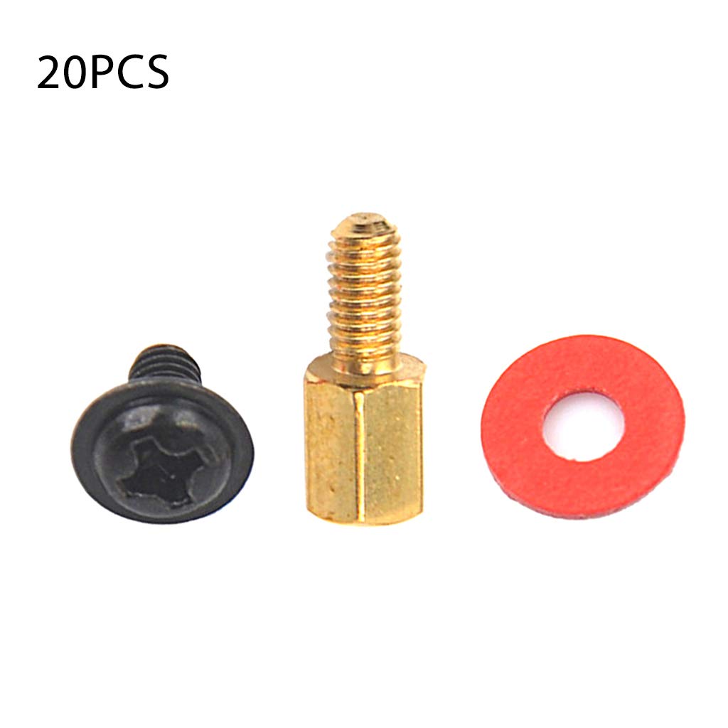 Sara-u 20Pcs Golden Motherboard Riser+Screws Computer Red Washers 6.5mm 6-32-M3 Gasket