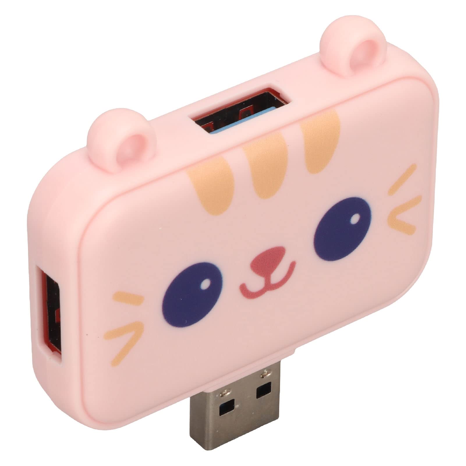 3 in 1 Cute USB Hub, USB A to USB3.0 and USB2.0X 2 Adapter, 5Gbps Multiport USB Docking Station, USB Data Splitter, for Laptop and PC, Girls Student Gift (White)