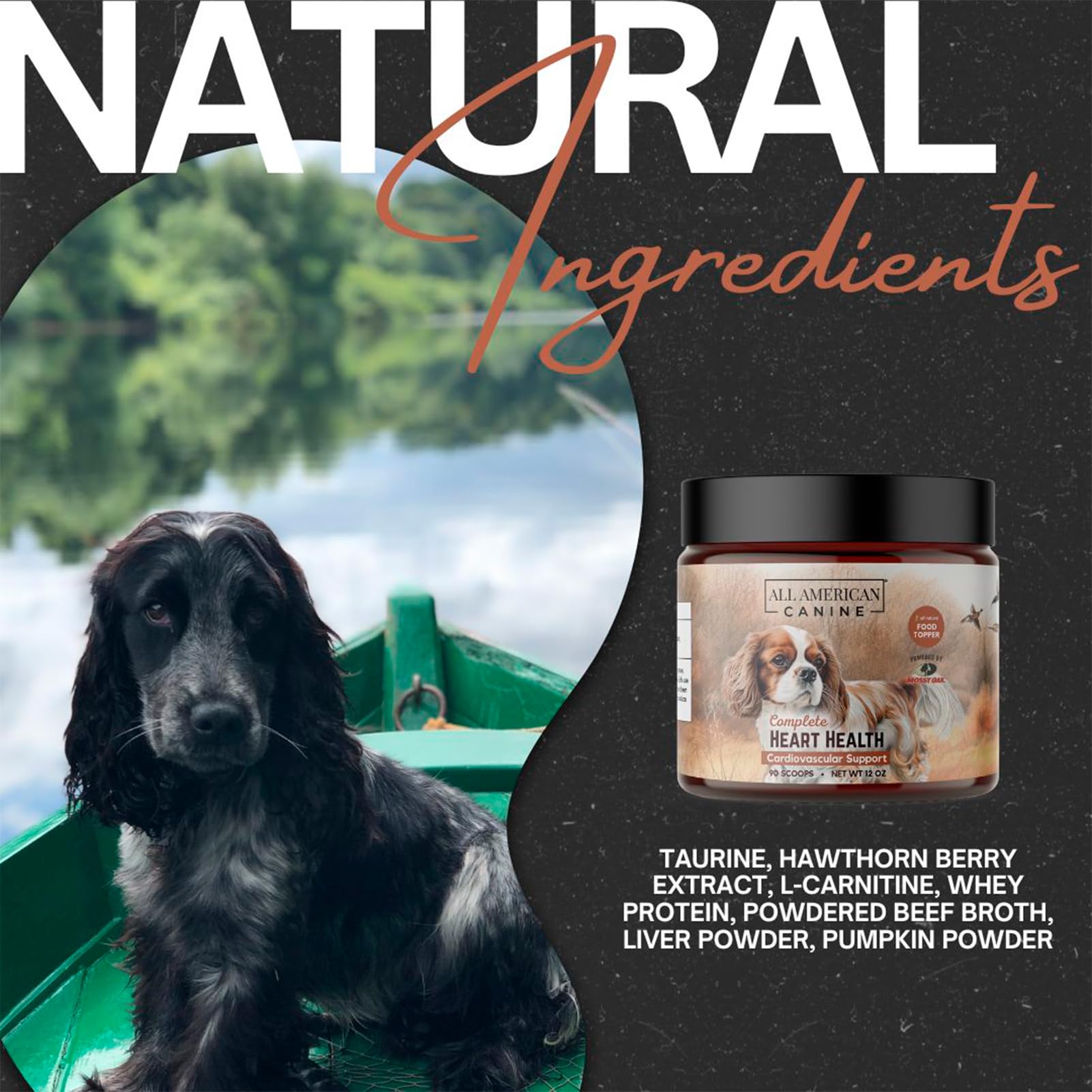 ALL AMERICAN CANINE Complete Heart Health Cardiac Function Support Powdered Supplement Food Topper for Working, Hunting & Sports Dogs, 90 Servings