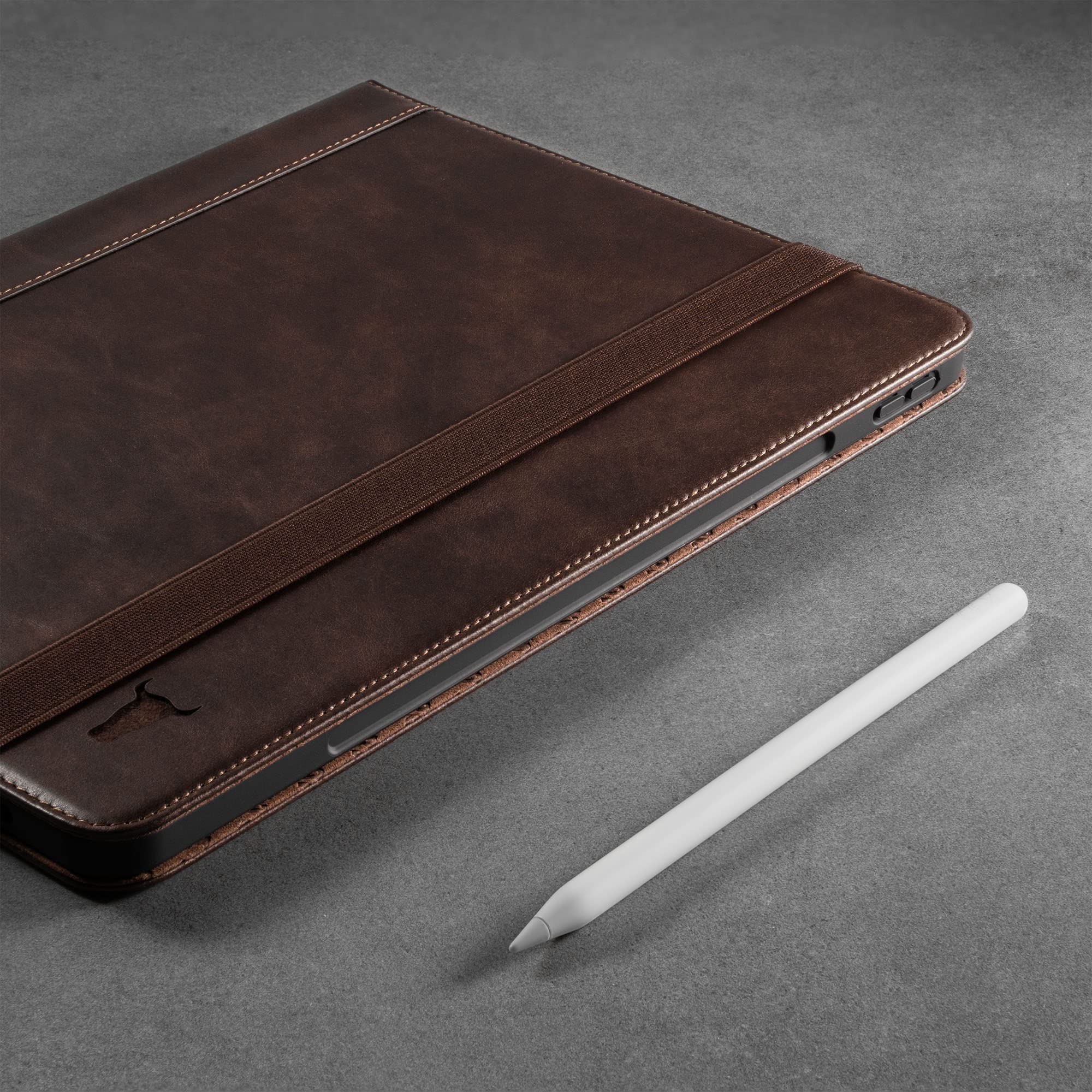 TORRO Case Compatible with iPad Pro 12.9β 6th / 5th / 4th Gen - Genuine Leather iPad Pro 12.9 2022 Case with Stand Function, Apple Pencil Connectivity and Wake Sleep Function (Dark Brown)