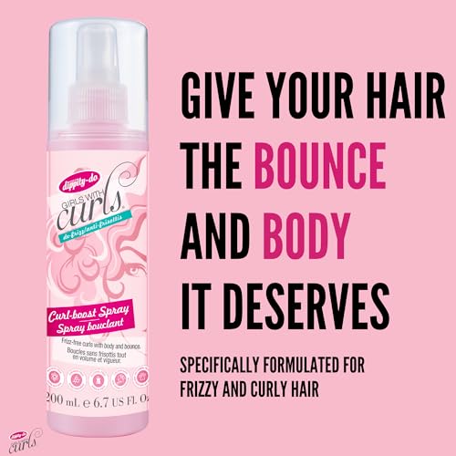 Dippity Do Curl Boost Spray - Weightless Leave-In Spray for Frizz-Free, Shiny, Bouncy Curls - Wheat Protein and Silk Amino Acids - 200 mL/6.7 fl oz