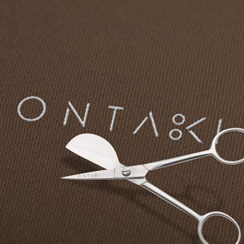 ONTAKI Applique Scissors 4.5" With Duckbill Edge Shaped Paddle For Art, Crafting, Fabric, Thread, Needlework and Embroidery - Versatile Miniature Scissors For Sewing Kit (Silver 4.5β)