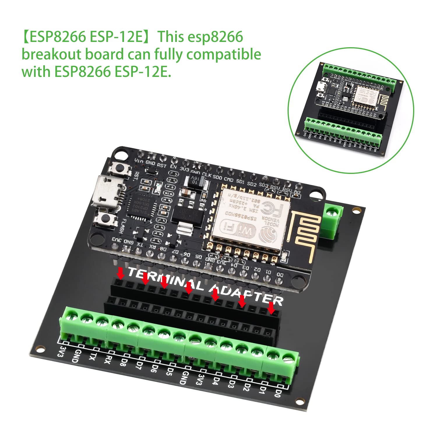 3Pcs ESP8266 V2 ESP-12E,Aideepen NodeMCU ESP8266 V2 30PIN ESP-12E Development Board WiF WLAN WL Module CP2102 for NodeMCU for ESP-12E for Arduin0