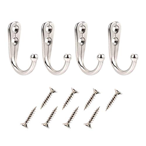 Onwon 20 Pieces Wall Mounted Hooks with 50 Pieces Screws, Vintage Style Robe Hooks Single Coat Hanger Coat Hooks (Silver)