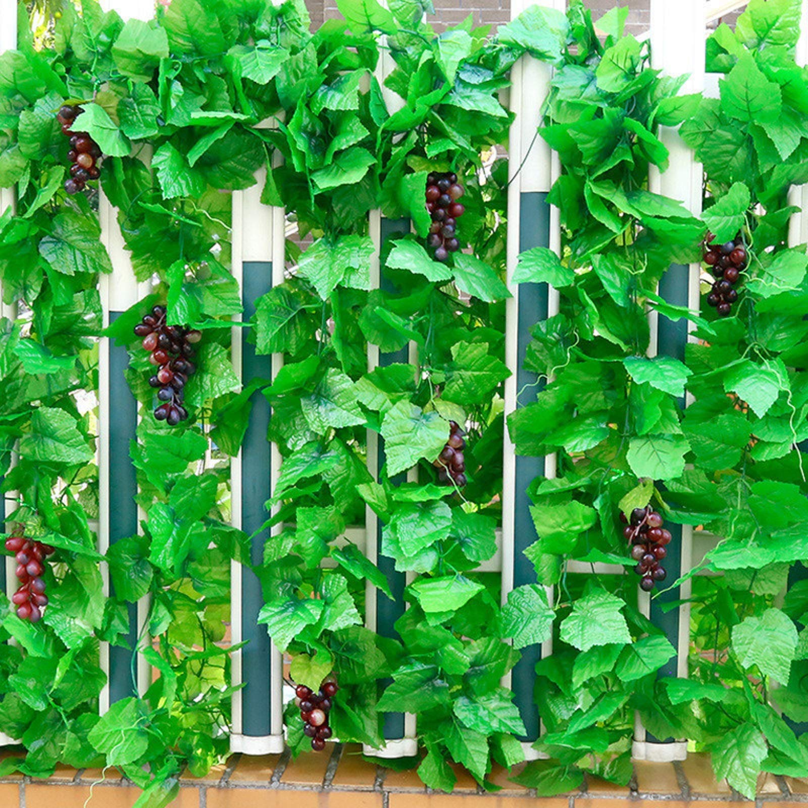 ASkinds 5Pcs Artificial Grapes Vines Leaves Hanging Grapes Rattan Leaves Fruit Grapevines Rattan Artificial Greenery Garland for Home Garden Wedding Party Decoration