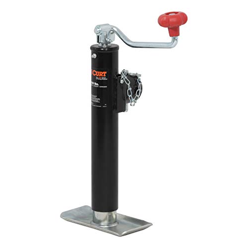 CURT 28350 Weld-On Pipe-Mount Swivel Trailer Jack, 5,000 lbs. 10-3/4 Inches Vertical Travel, CARBIDE BLACK POWDER COAT