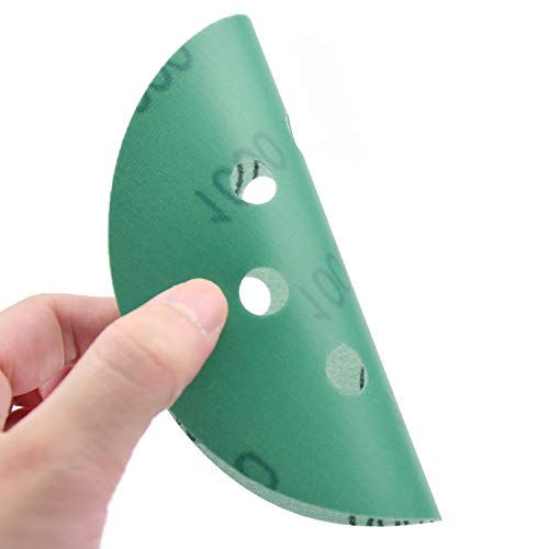 5 Inch Sanding Discs 50Pack 8 Hole Hook and Loop 800/1000/1200/1500/2000 Assorted Fine Grit Wet Dry Green 5” Sanding Disc for Random Orbital Sander Wood Metal Car Plastic Polishing and Finishing