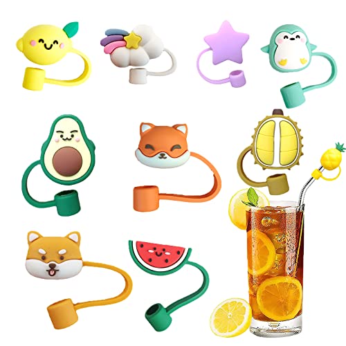 9-Packs Straw Tips Cover Silicone Straw Plugs, Food Grade Silicone Straw Tip Reusable Drinking Straw Covers Plugs Anti-dust Airtight Seal Splash Proof