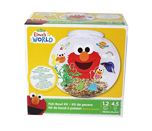 Penn-Plax Officially Licensed Sesame Street Elmo’s World Fish Bowl Kit – Great Way to Teach Young Beginners How to Maintain and Take Care of an Aquarium