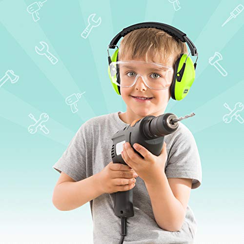 Dr.meter Noise Cancelling Ear Muffs 27 NRR Noise Cancelling Headphones for Kids with Adjustable Headband - Kids Ear Protection for Sleeping Mowing and Studying - 2 Packs, Green & Pink