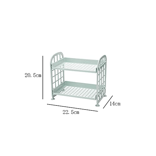 lasenersm 1 Piece Plastic Bathroom Storage Shelf 2 Layer Desktop Shelf Bathroom Countertop Organizer Cosmetic Makeup Storage Rack Home Organization Storage Shelf Holder, Green