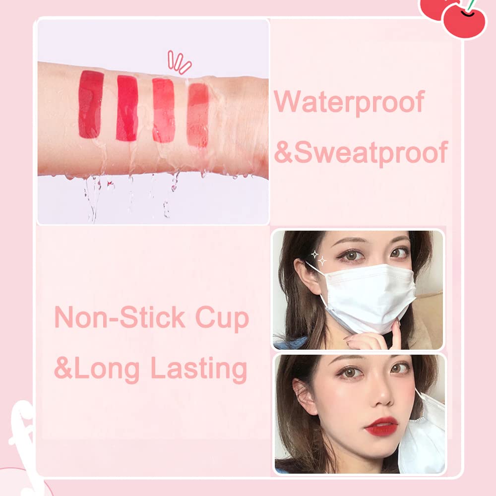 3 Pack Lip Tint Stain Set, Multi-use Lip and Cheek Tint, Liquid Blush and Lip Paint, Lipstick Lip Tint Lacquer Makeup, Long Lasting, High Pigment, Vivid Color (#01#02#03)
