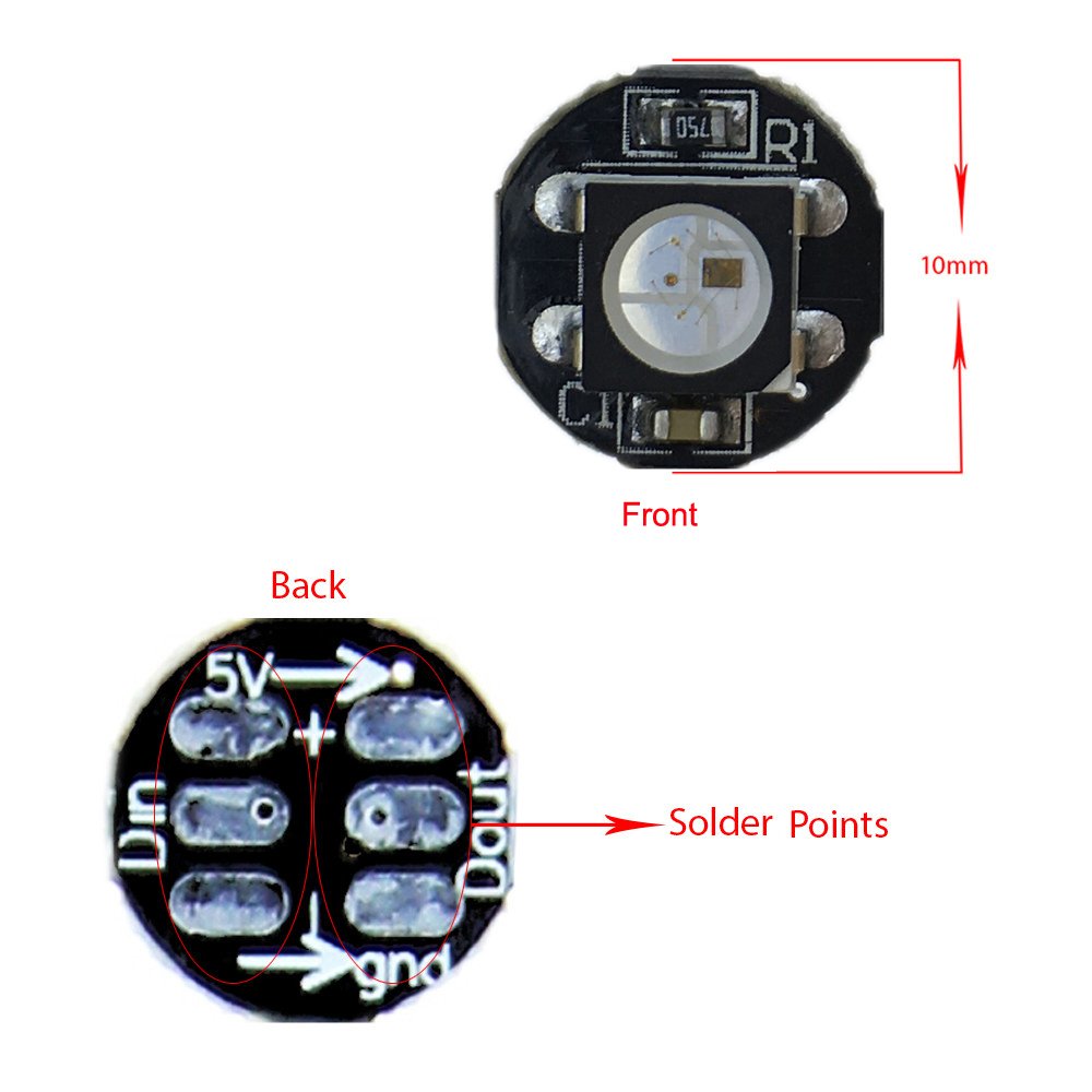 ALITOVE 100pcs WS2812B Addressable 5050 Smart RGB LED Pixel Light on Black Heat Sink PCB Board 5V DC Compatible with Raspberry Pi for DIY Lighting Project