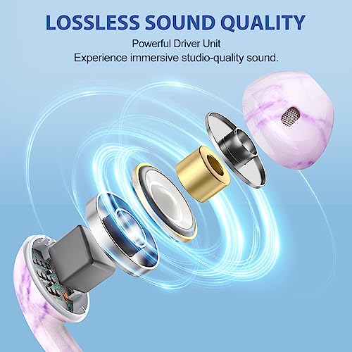 Aolcev USB C Wired Headphones, Noise Canceling Type C Earphones with Mic Earbuds Compatible with All Type C Devices USB C Earbuds for Samsung Galaxy Z Flip 5/4/3 S23 Ultra/S22/S21, Earbuds Purple