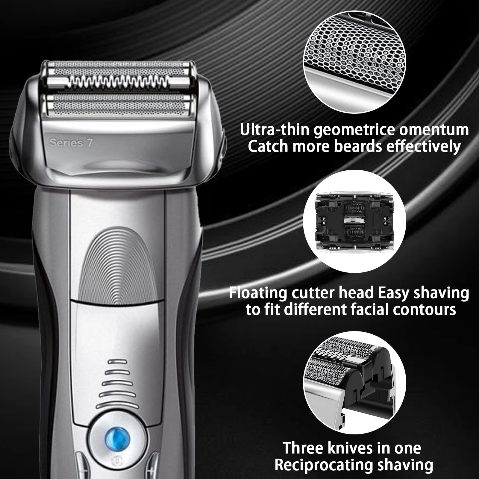 70S Replacement Head for Braun Series 7 Electric Razor, New Upgrade Replacement Foil and Cutter Compatible with Braun Series 7 Shaver Blade