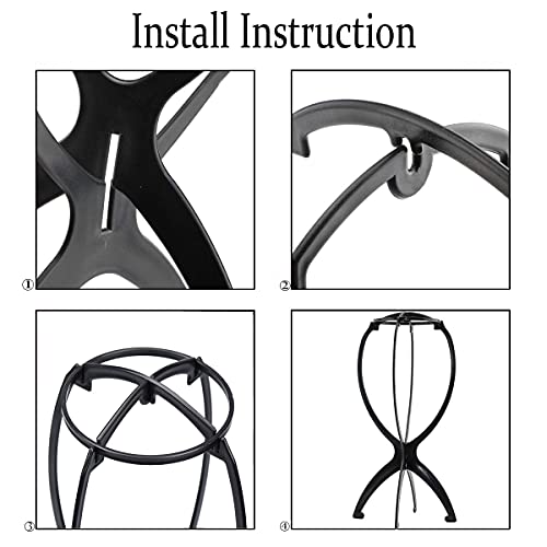 XINMEIFA 6 Pack Wig Stand Portable Wig Holder 14.2 Inches Wig Holder for Multiple Wigs (Black)