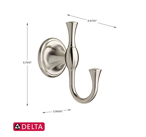 Delta Faucet Meridian Towel Hook, Robe Hook Satin Nickel Towel Holder for Bathroom, Bathroom Accessories, 136671