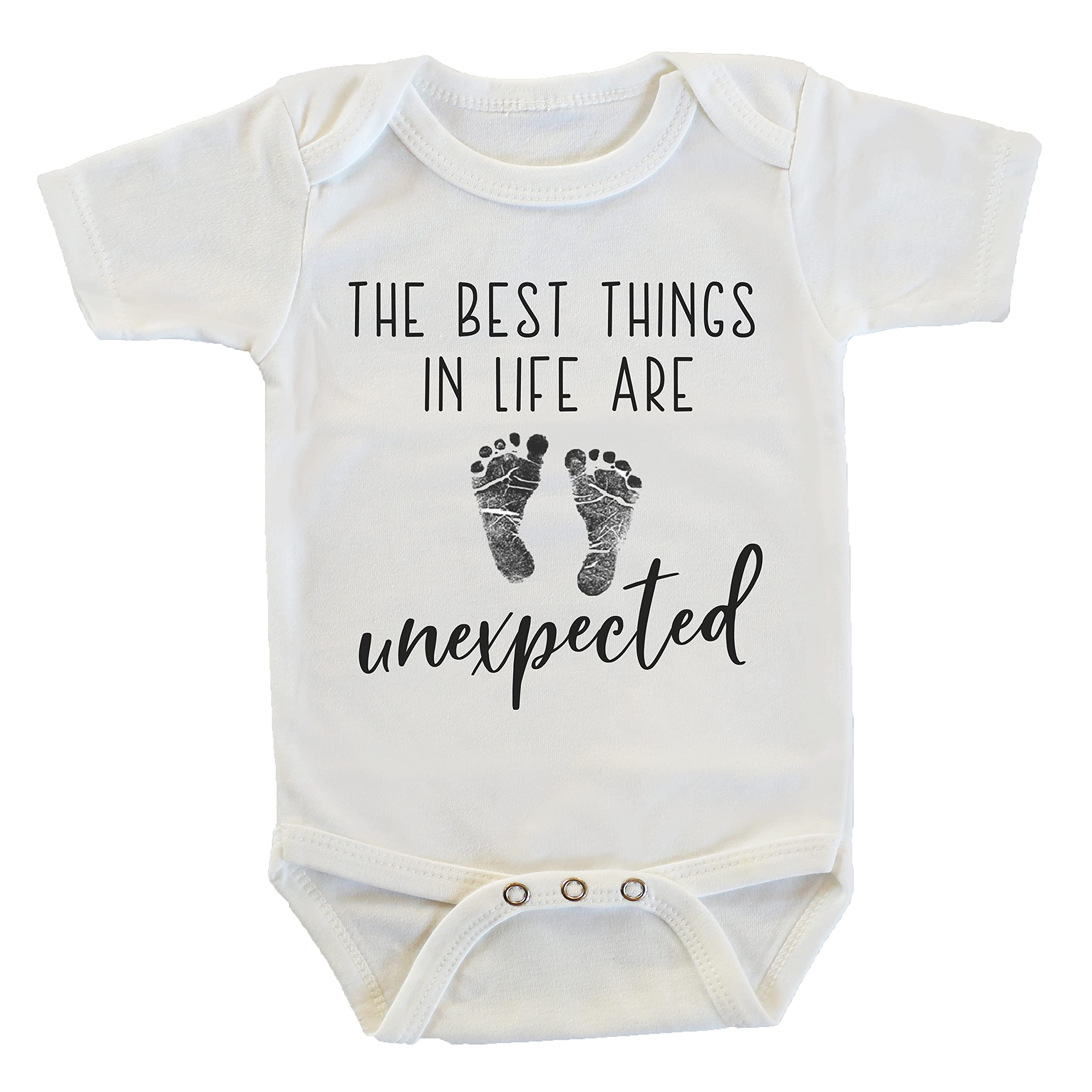 Witty and Bitty The Best Things in Life Are Unexpected Pregnancy Reveal Gift for Grandma Grandpa Grandparents Dad Husband Boyfriend Announcement Onesie/Bodysuit 0-3 months