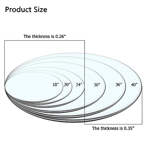 48 inch Clear Round Glass Top, 3/8" Thick Tempered Table Top with Pencil Polished Edge, Transparent Flat Circular Sheet for Dining Table, Coffee Table, Restaurant Table