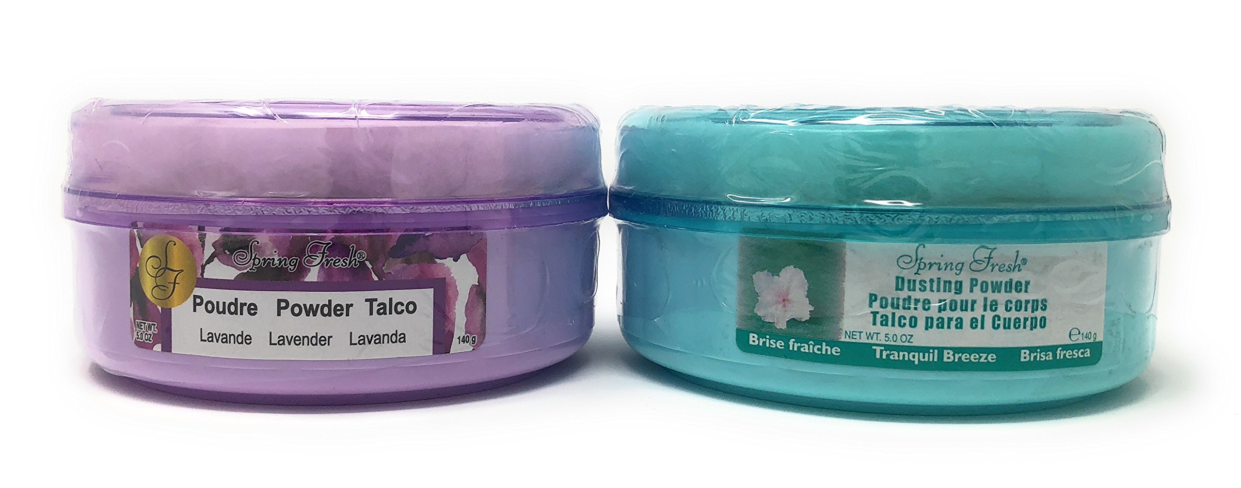 Belcam Bath Therapy Spring Fresh Dusting Powder Lavender (5 oz) Bundle with Tranquil Breeze (5 oz)