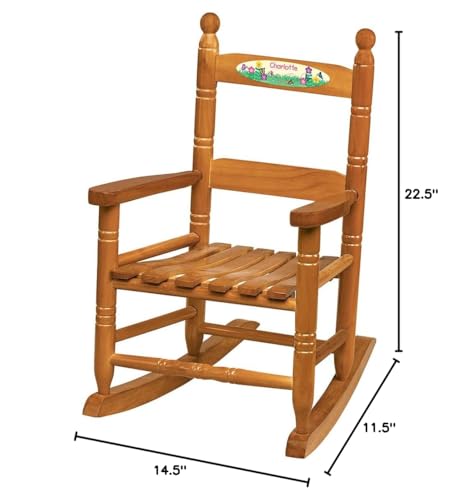 Fox Valley Traders Personalized Childrens Rocking Chair, Features Classic Rocker Design and Hardwood Construction, Natural Finish with Flowers & Buterflies Design