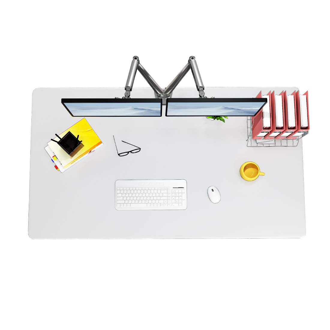 48 inch Electric Height Adjustable Standing Desk, Gaming Computer Workstation Home Office Sit Stand Up Desk with 3 Memory Key (Gray Frame/White Desktop)