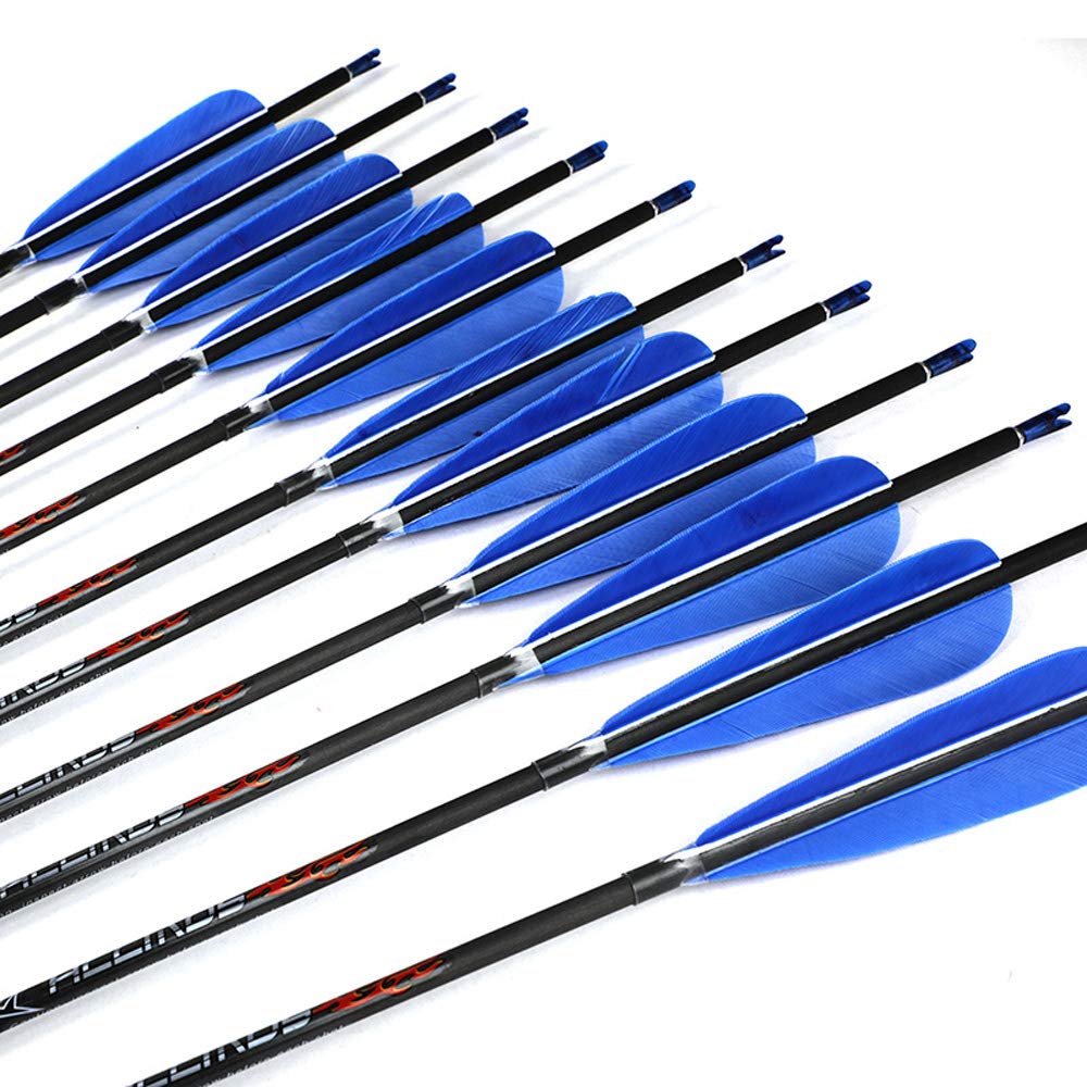 32" Arrows 900 Spine Arrows for Compound Bows ID 4.2 mm 28/28.5/29/30/31/32 Inch Field Tip Carbon Arrow for 10/15/20/25/30 Lbs Recurve Bow Longbow Archery Hunting Shooting Target Practice