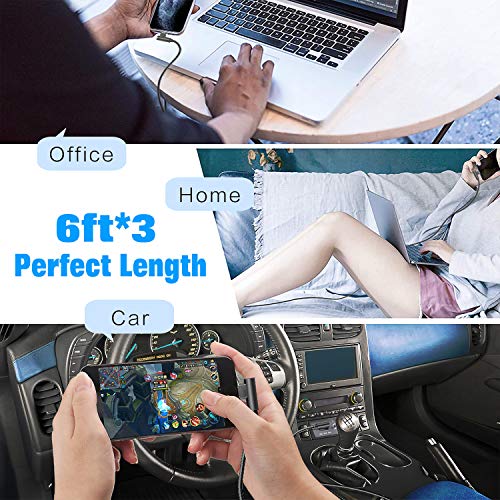 iPhone Lightning Cable 6FT,[MFi Certified] Right Angle Fast Charging Cable 90 Degree Extra 6FT/3Pack Nylon Braided iPhone Charger Cable for iPhone 12/11/Xs Max/XS/XR/X, 8 7 6 6S 6 Plus, iPad, iPod