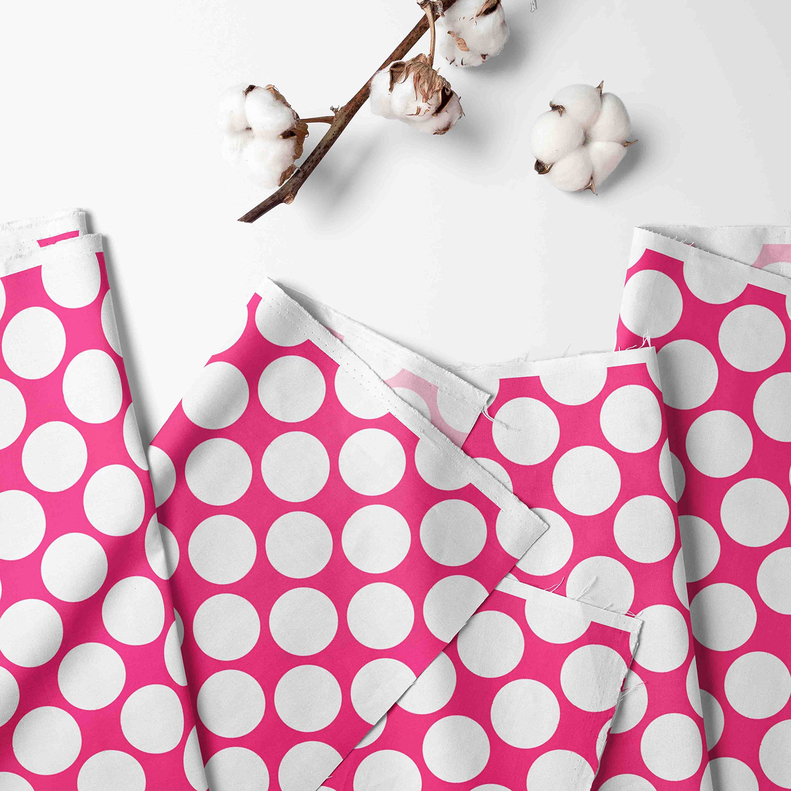 Bacati - ONE Large DOTS Soft Breathable 100% Cotton Percale Baby Crib Fitted Sheet - Fits Standard 28 x 52 x 5 Crib & Toddler Mattresses (Pink/Fuchsia)
