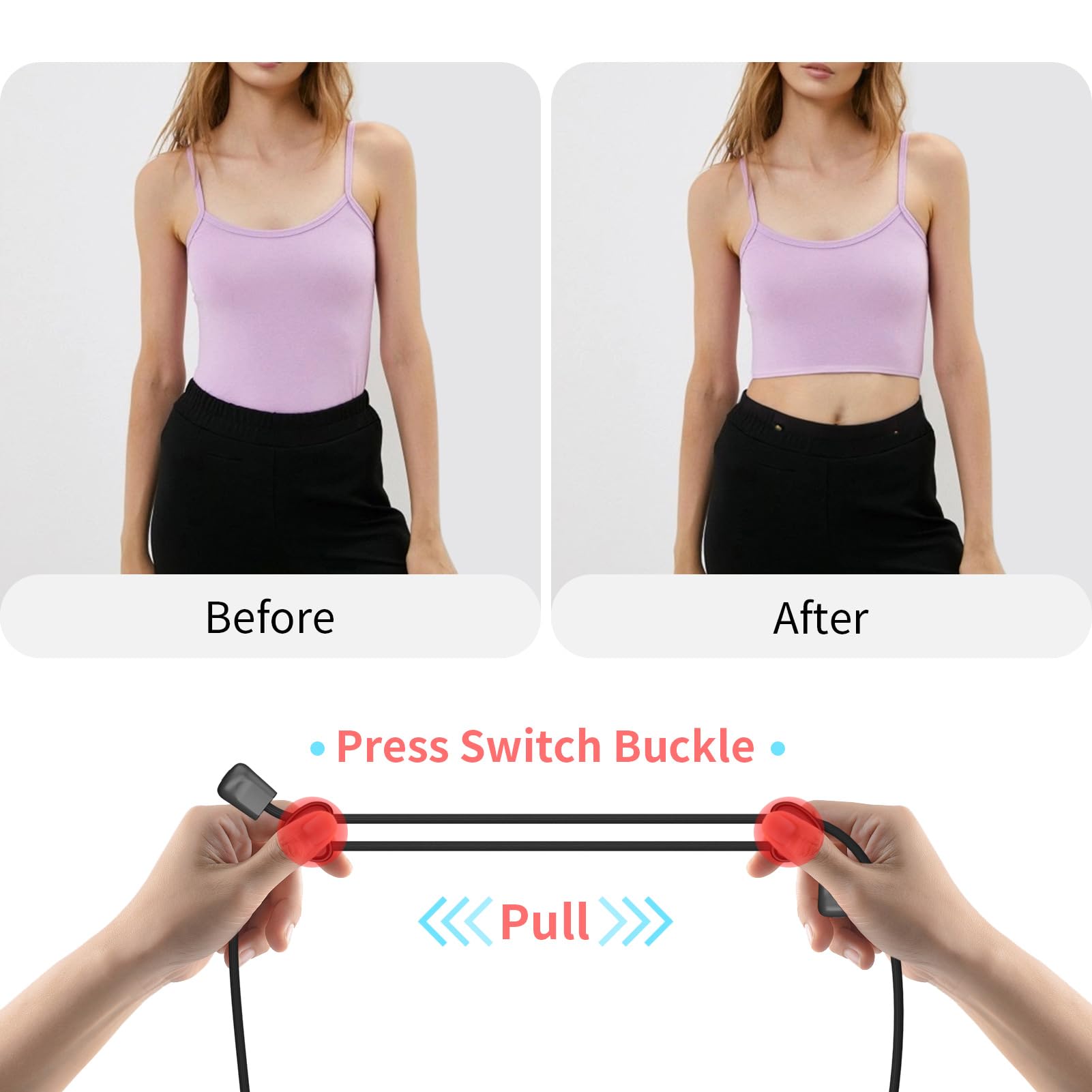 2PCS Crop tuck band,tuck band adjustable,croptuck Adjustable Band,crop band for tucking shirts,Shirt Stays Belt for Women (Black-White, Medium)