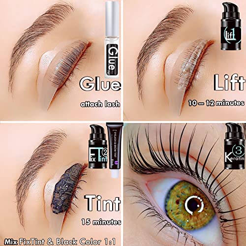 Lash Lift And T-i-n-t Kit, Lash Lift With(D-y-e), 10ml Eyelash Perm With Black Stain, Keratin EyeLash Lifting, Brow Lamination with Darker Look Be Voluminous 6 Weeks-10 Applications