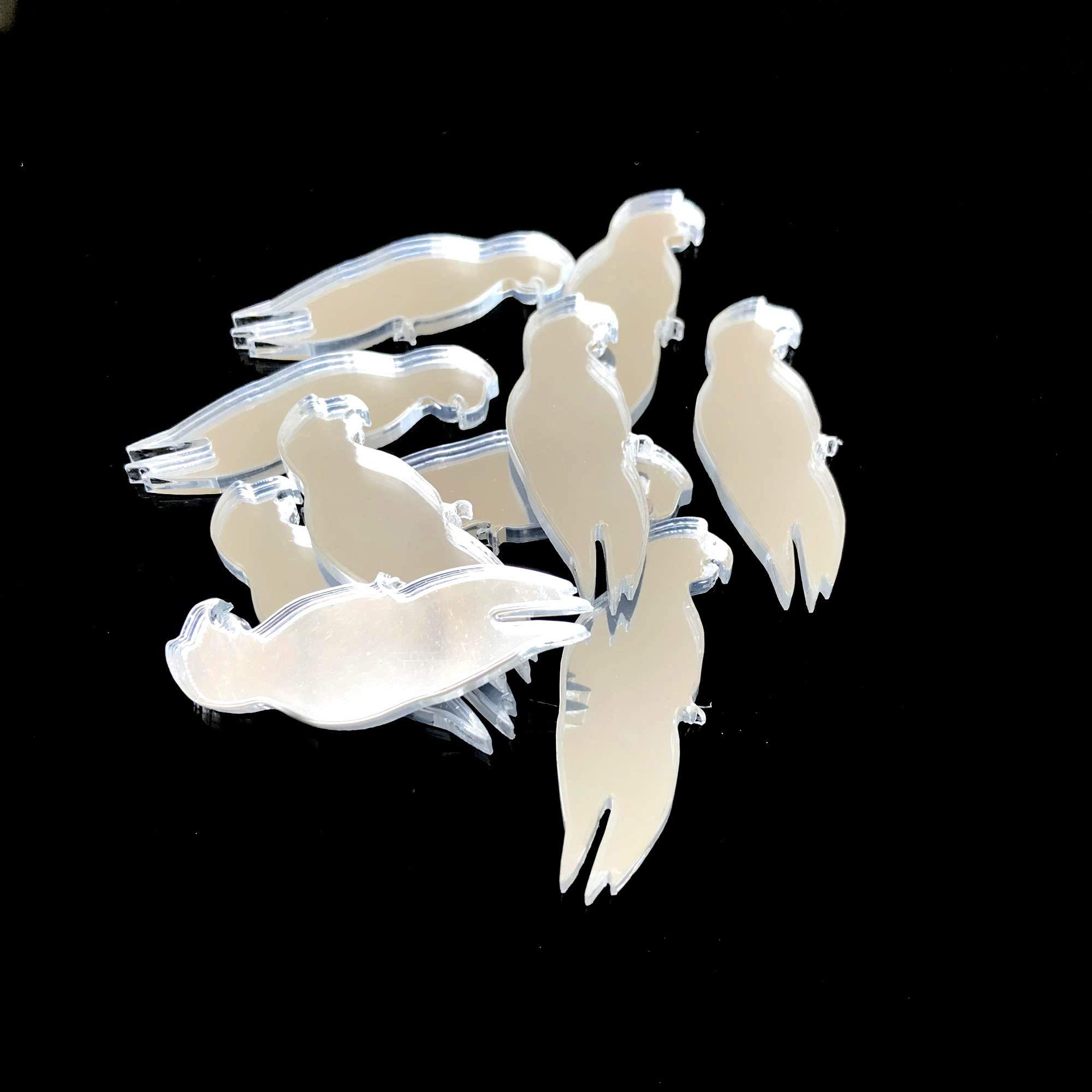 Super Cool Creations Parrot Shaped Crafting Mirrors, Set of 10, Many Colours, Shatterproof Acrylic, Bright Green, Pack of 10 x 6cm