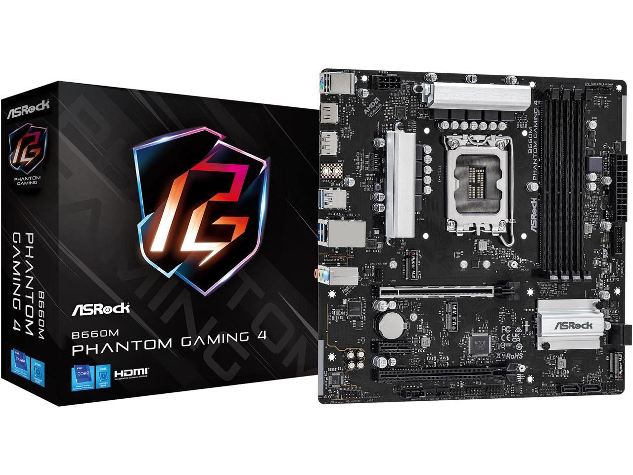 ASRock B660M PHANTOM GAMING 4 Socket LGA1700/ Intel B660/ DDR4/ SATA3&USB3.2/ M.2 Micro ATX Motherboard