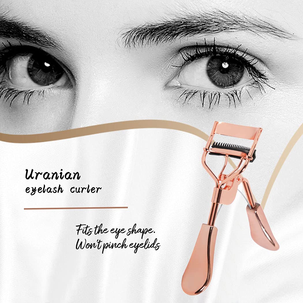 Uranian Beauty Eyelash Curler Comb Eyelash Curlers with 2 Silicone Refill Pads Premium Lash Curler Makeup Tool for Women and Girls
