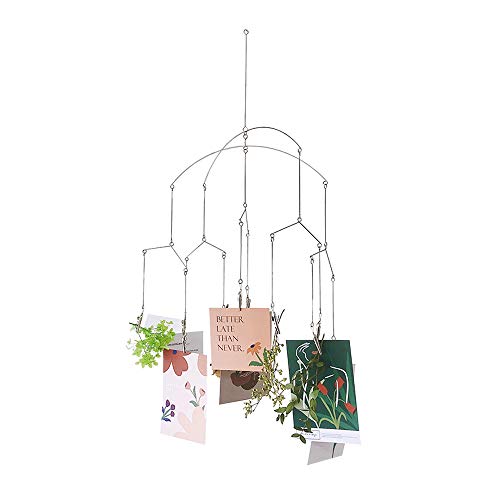 Yeyo Floating Hanging Clip Photo Display Mobile Decor, Metal Vertical Photo Hanging Display Clips Fan for Hanging Pictures Notes Memo Artworks Collage Kids Bedroom Decor (Style 1), Silver ,(PD-01)