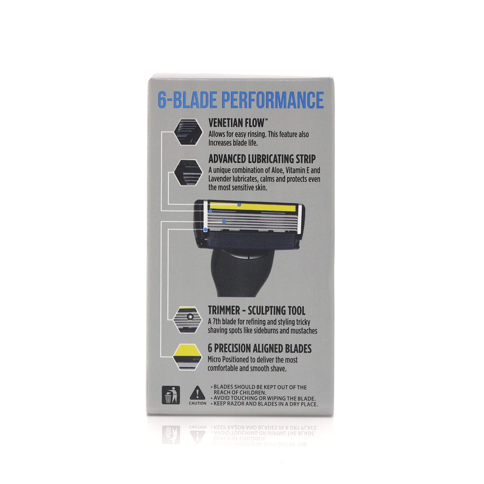 Pacific Shaving Company Premium 6-Blade Razor Refills - Precision Trimmer with Lubrication Strip, for Pacific Shaving Company Razors Only - No Handle (12 Refills)