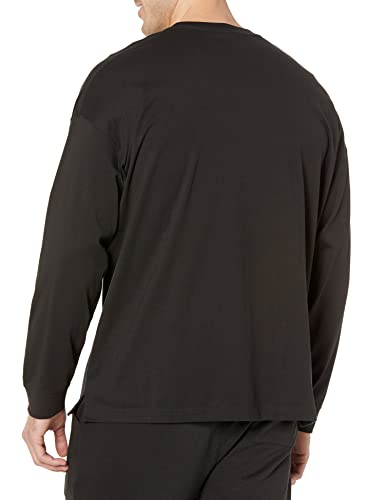 Amazon Essentials Men's 100% Organic Cotton Oversized-Fit Long-Sleeve T-Shirt, Black, X-Large
