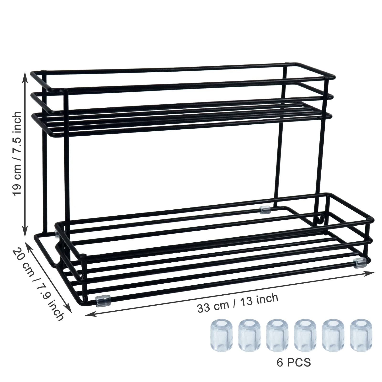 8 Bottle Coffee Syrup Organizer Rack, 2 Tier Coffee Syrup Bottle Stand Holder for Coffee Bar, Premium Wine Bottle Rack, Countertop Freestanding Tabletop Liquor Wine Rack for Dressings Cocktail(Black)