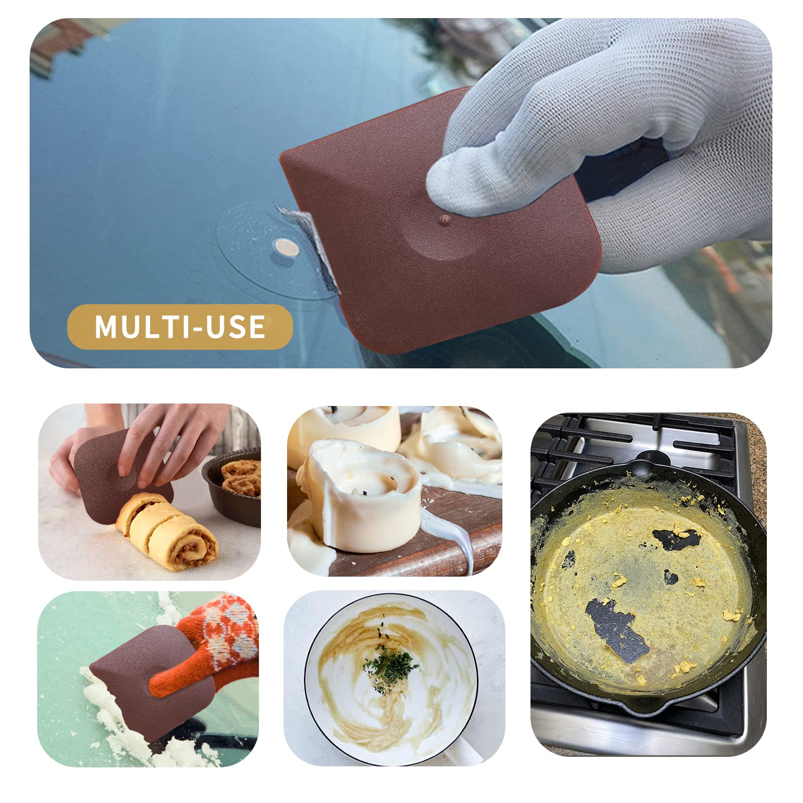 5pieces Cast Iron Clean Kit, 2Pack 316 Stainless Steel Scrubber to Clean Pan Pot+3pack Kitchen Scraper for Cleaning Dutch Oven, Frying Pan,Carbon Steel Pan, Flat Top Stove Grate Iron cookware