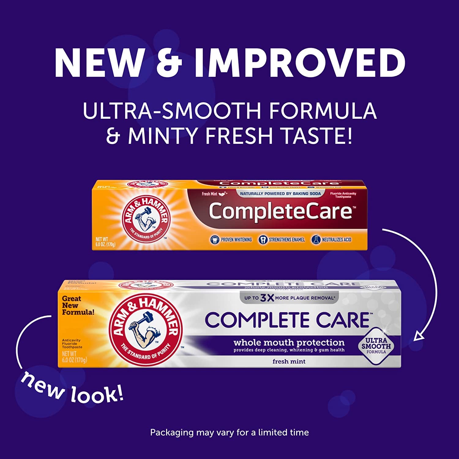 ARM & HAMMER Complete Care Fluoride Anticavity Toothpaste, Fresh Mint 6 oz (Pack of 2)