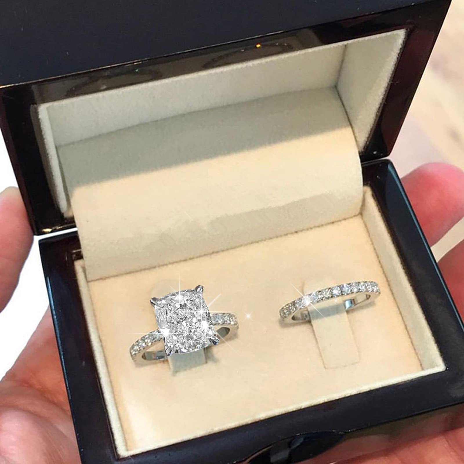 2pcs Diamond Ring, Fashion Luxury Engagement Wedding Jewelry for Women