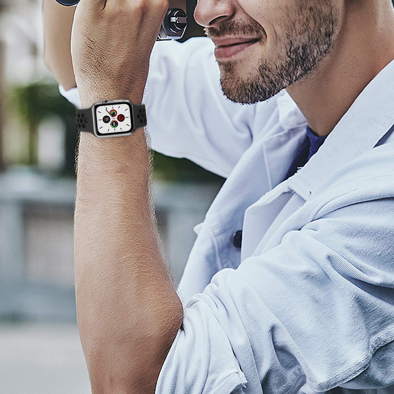 SVISVIPA Sport Bands Compatible for Apple Watch Bands 42mm 44mm 45mm 49mm,Soft Silicone Sport Women Men Replacement Strap Compatible with iWatch Ultra 2 & SE & Series 9/8/7/6/5/4/3/2/1,Anthracite