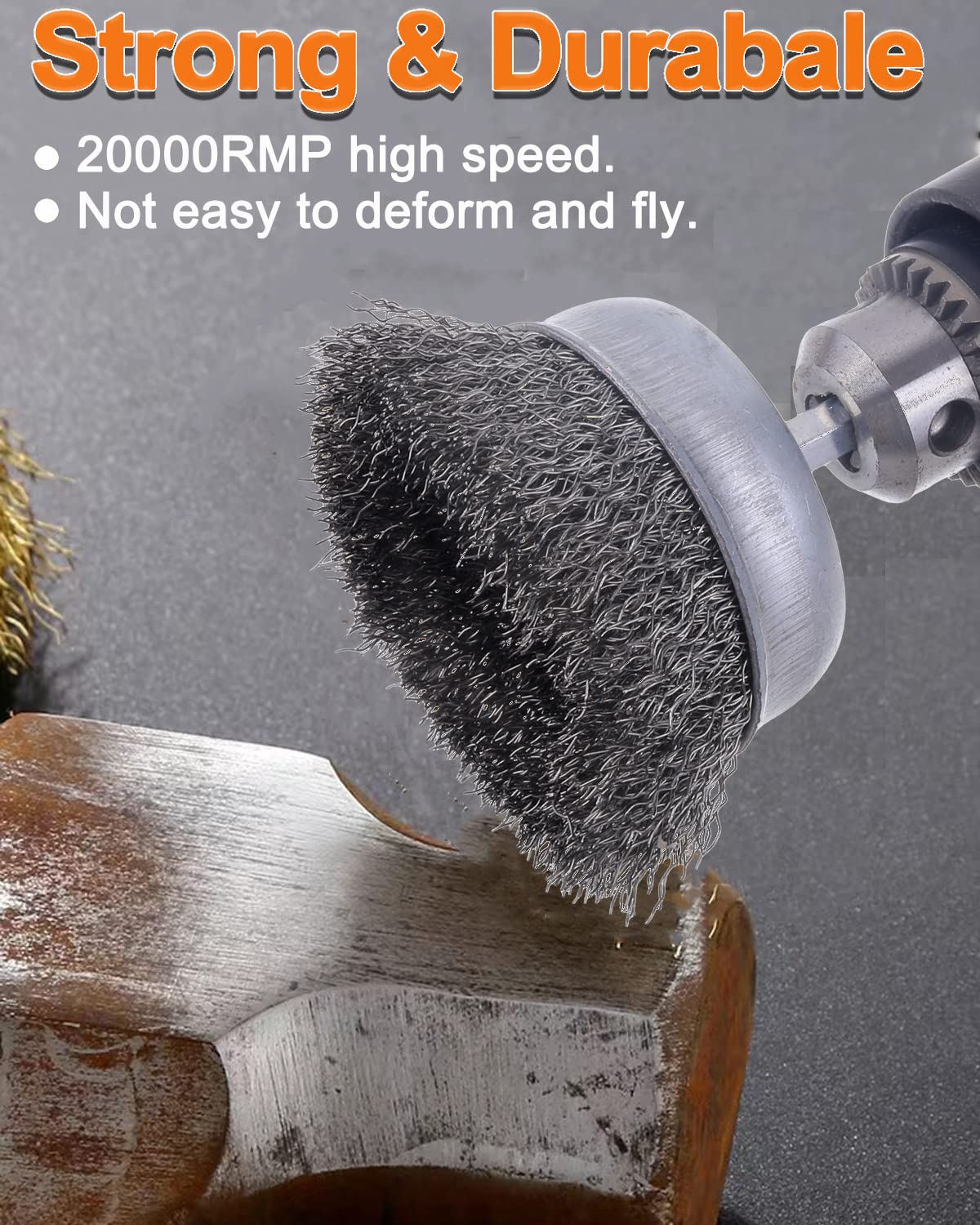 Rocaris 40 Pack Carbon Steel Wire Wheel Brush with 1/4-Inch Hex Shank, Cup Brush, Wheel Brush, Pen Brush Set, for Rust Removal, Corrosion and Scrub Surfaces