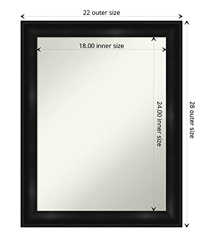Amanti Art Bathroom Mirror, Grand Black Narrow Wall Mirror for use as Bathroom Vanity Mirror Over Sink (28 x 22 in.) Non-Beveled Mirror, Black Mirror, Casual Mirror from WI, USA