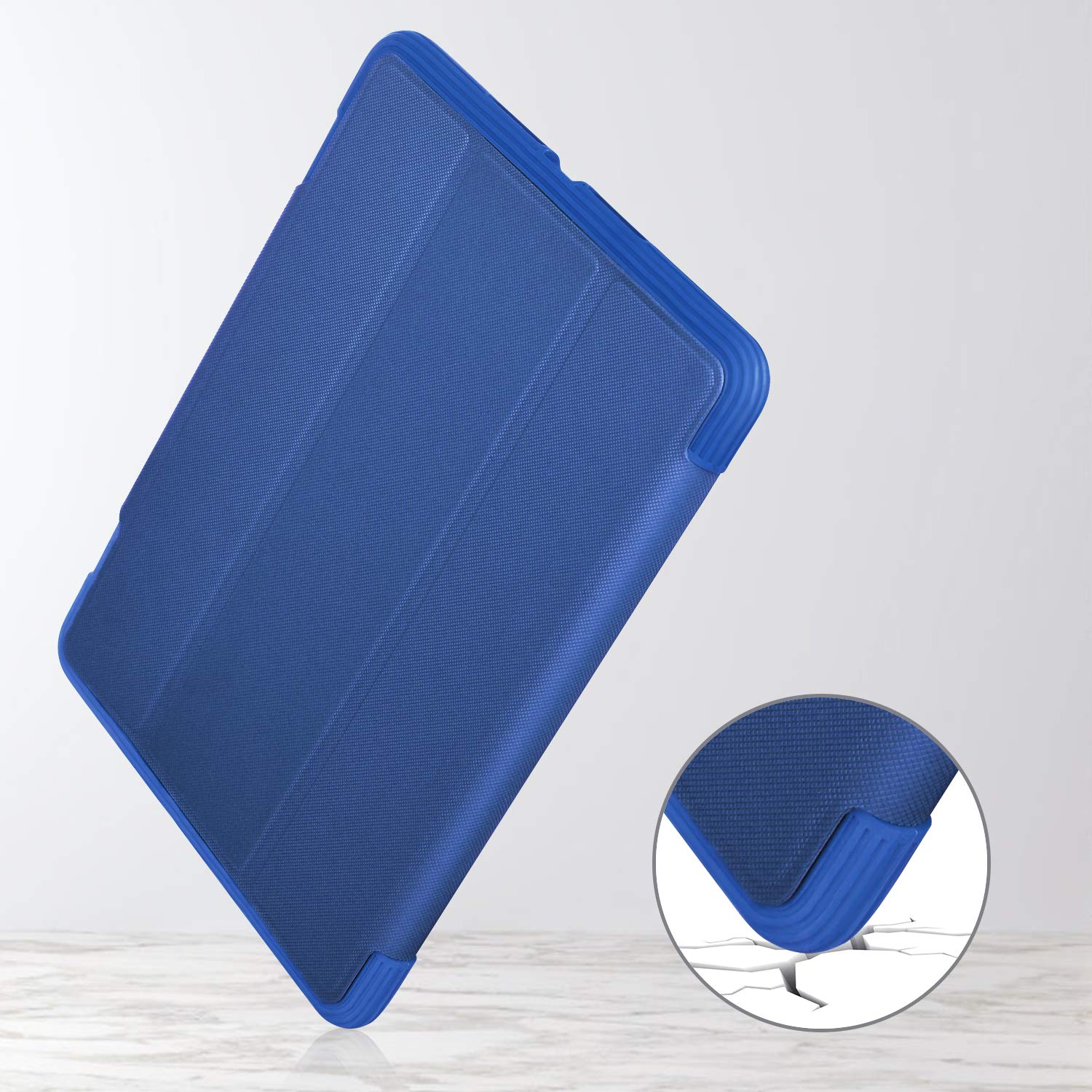 TopEsct Kids Case for iPad 9th/8th/7th Generation, Protective Case with Pencil Holder, Premium Silicone Shockproof Smart Cover Auto Wake/Sleep(Blue)