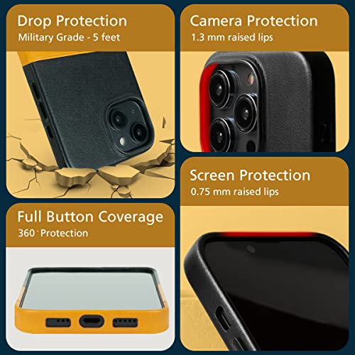 alto Crossbody Leather Case Designed for iPhone 14 Pro Max, Anello Drop Protective Italian Leather Card Wallet Case with Detachable Lanyard Strap (6.7 inch, iPhone 14 Pro Max, Brown and Black)