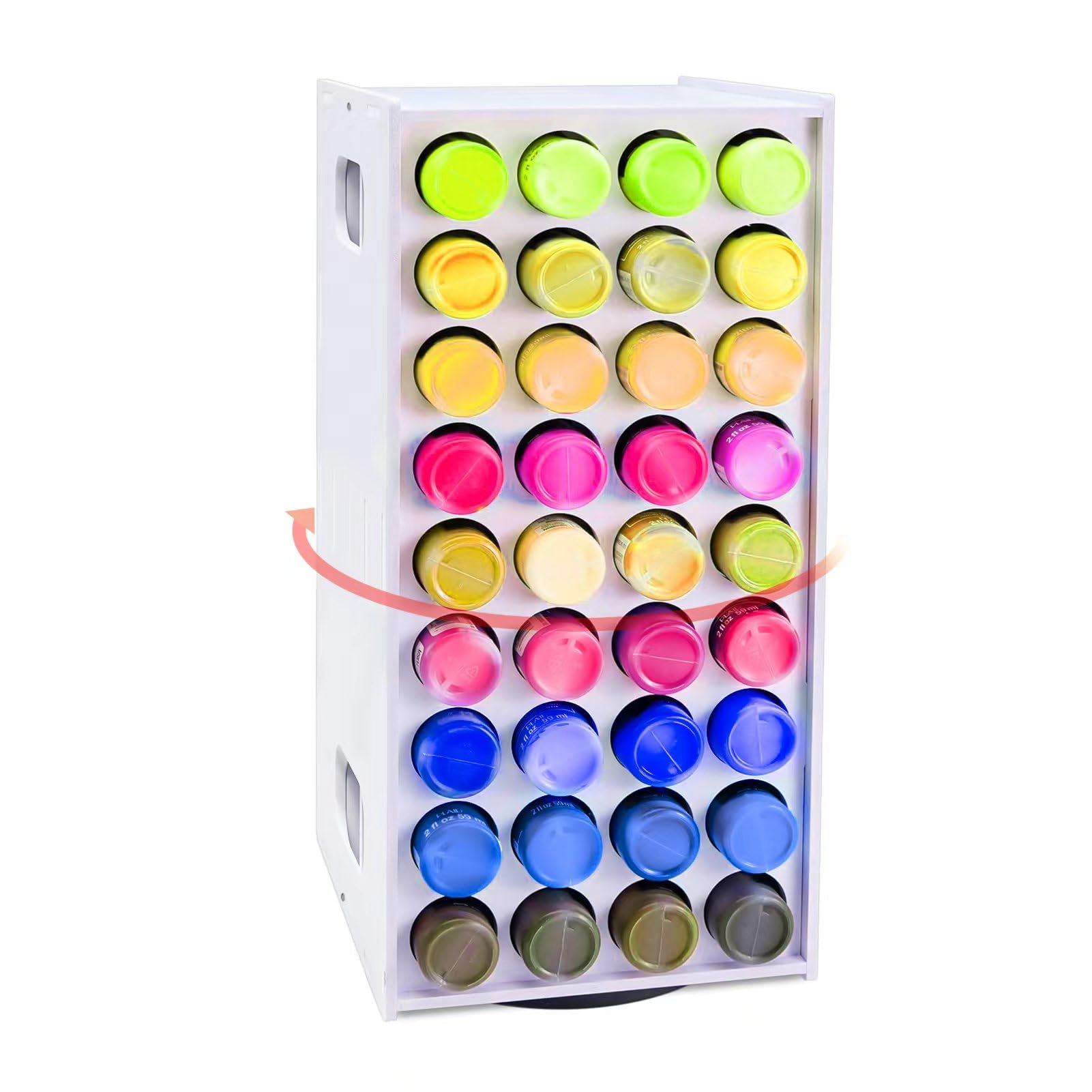 Acrylic Paint Organizer, 2 oz Craft Paint Holder Rack with 72 Holes, 360° Spining Craft Paint Storage Organizer Tower for Apple Barrel, Folkart Desk Organizer