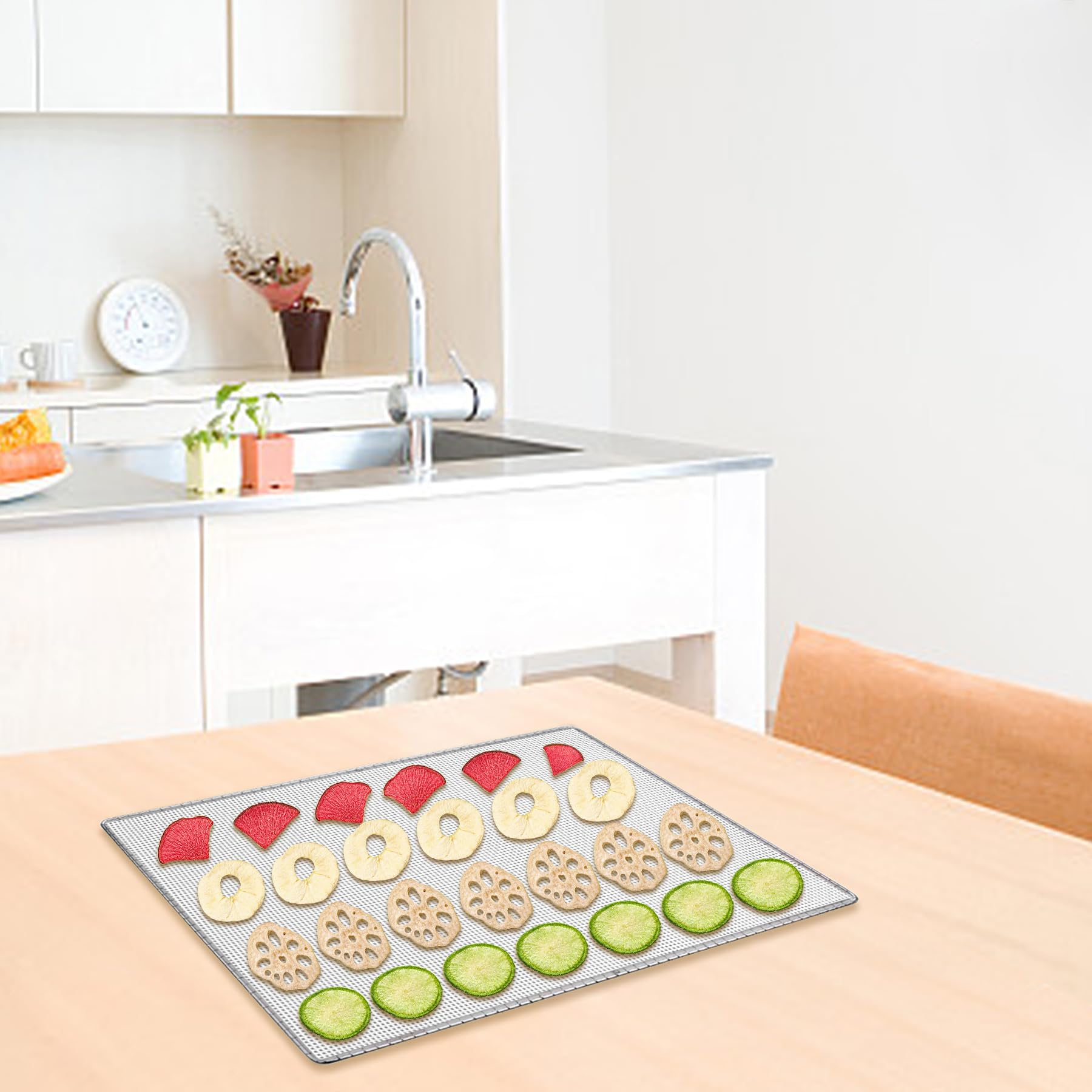 3PCS Silicone Dehydrator Sheets,Fruit Leather Silicone Dehydrator Mats Compatible with Cosori CP267-FD, Non-Stick Food Dehydrator Mats for Fruits Meat Vegetables Herbs