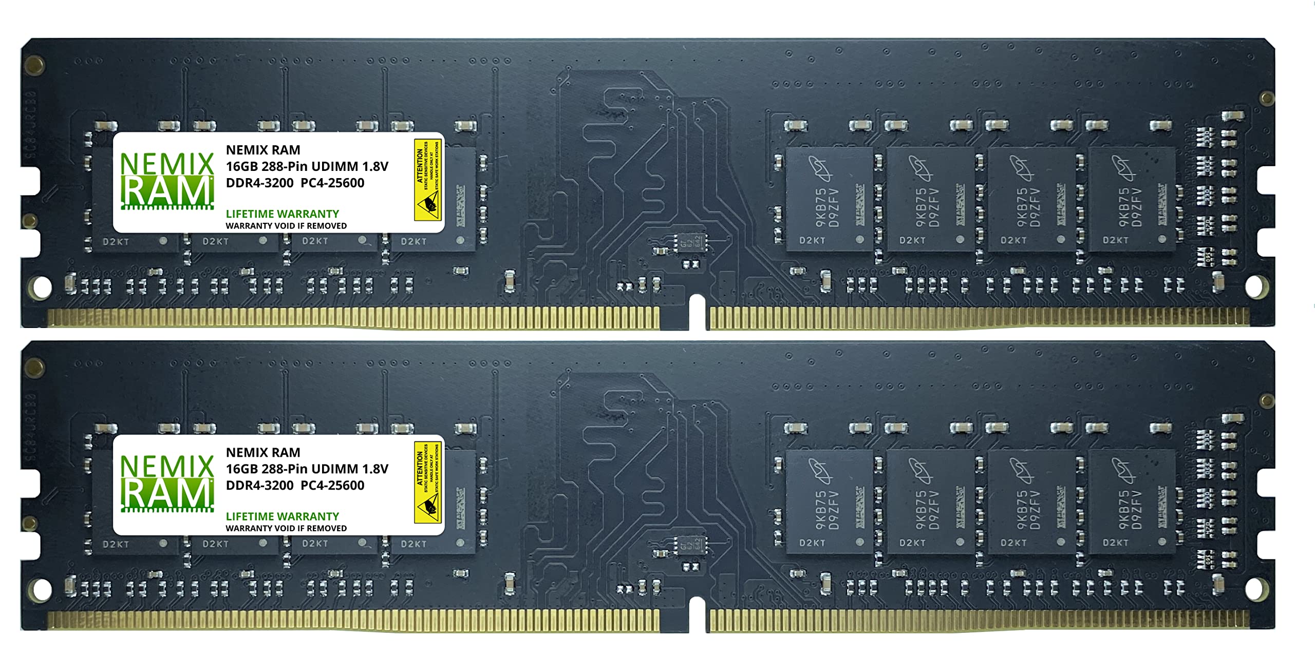 32GB Kit (2 x 16GB) DDR4-3200 PC4-25600 Non-ECC Unbuffered Desktop Memory by NEMIX RAM